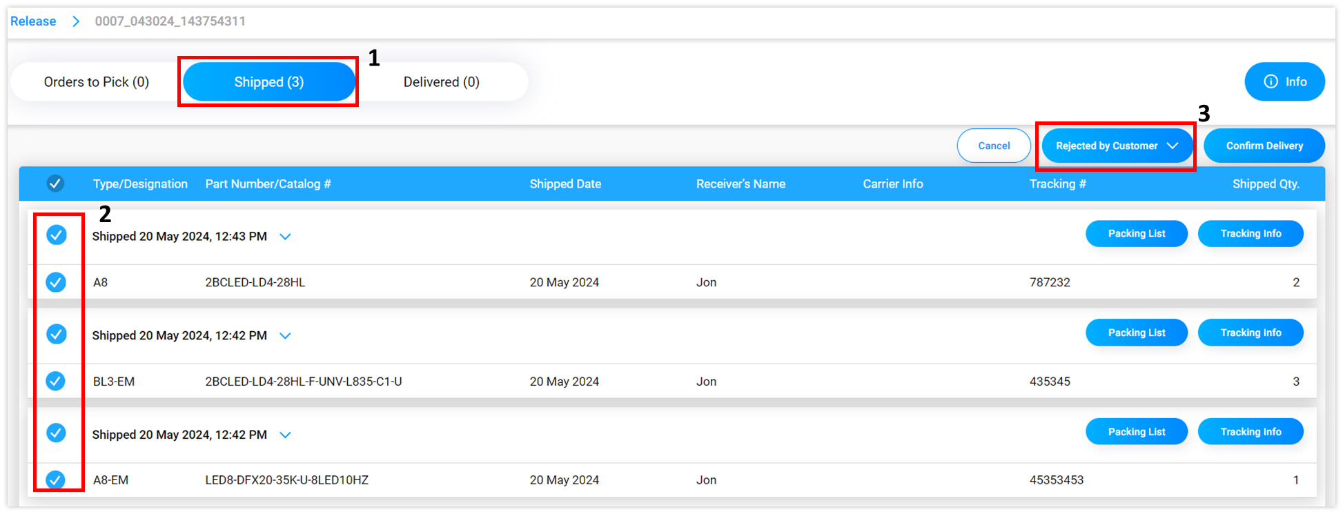 How can I report the shipment rejected by the customer? – ecoInsight
