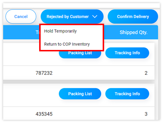 How can I report the shipment rejected by the customer? – ecoInsight