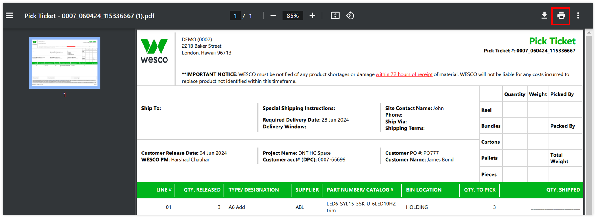 How to print a Pick Ticket? – ecoInsight